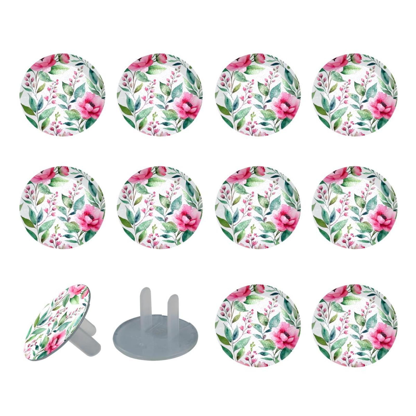 12 Pack Flowers and Green Leaves Outlet Covers Baby Proofing Plug ...