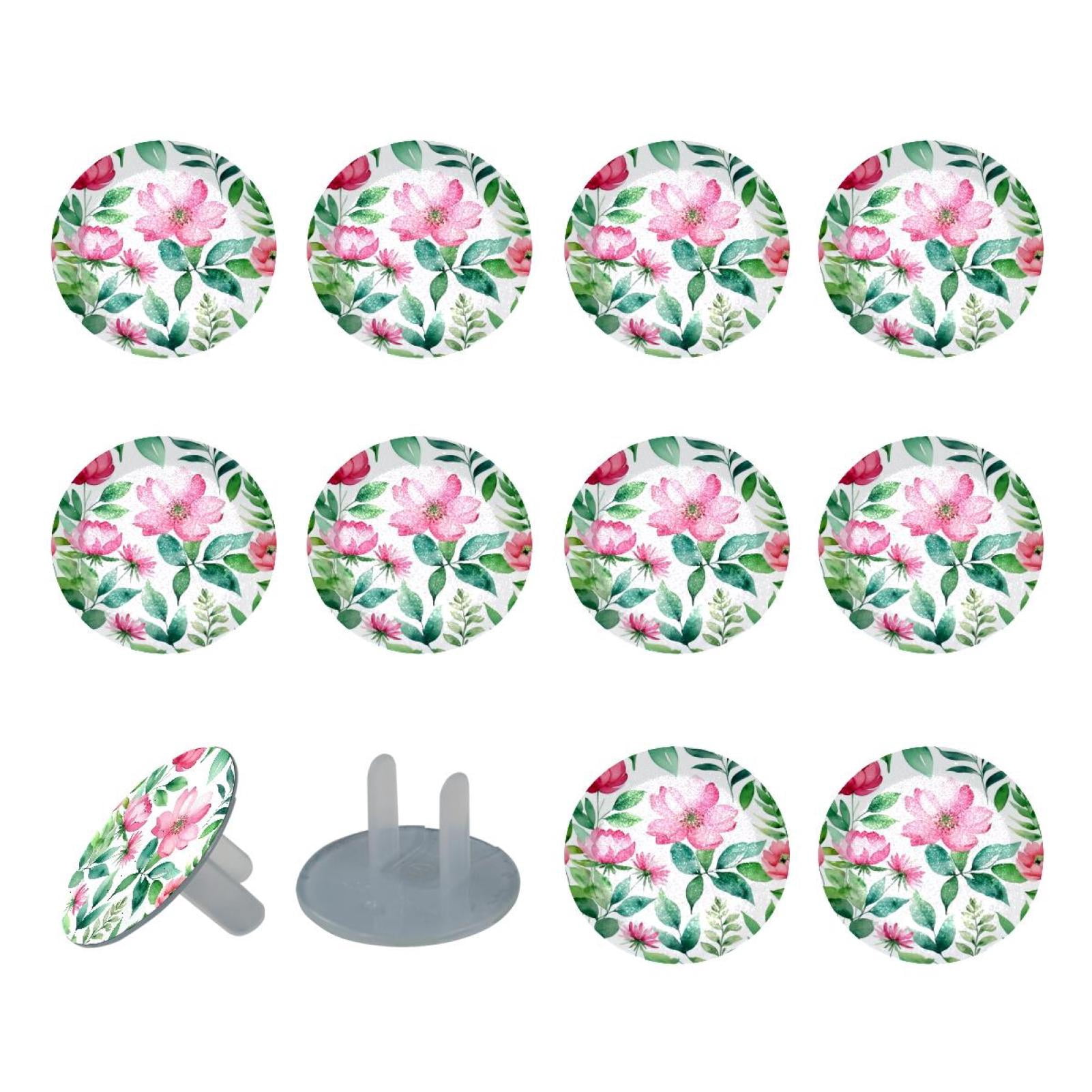 12 Pack Flowers and Green Leaves Outlet Covers Baby Proofing Plug ...