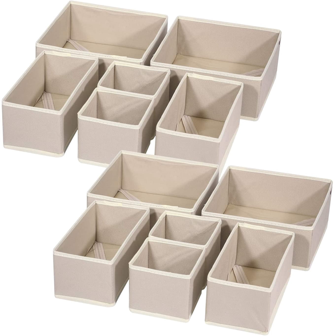 12 Pack Foldable Cloth Storage Box Closet Dresser Drawer Organizer ...