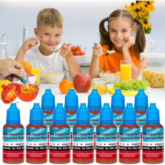 12 Pack Fruit Fly Trap Refill Liquid 0.58oz Per Bottle Safe Liquid ...