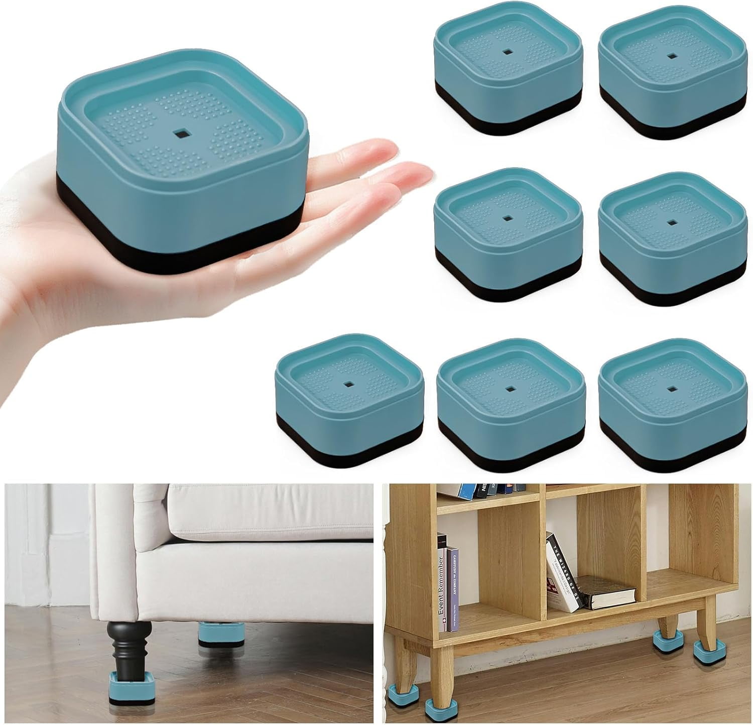 12 Pack Furniture Risers, Adjustable Bed Risers Heavy Duty Stackable ...