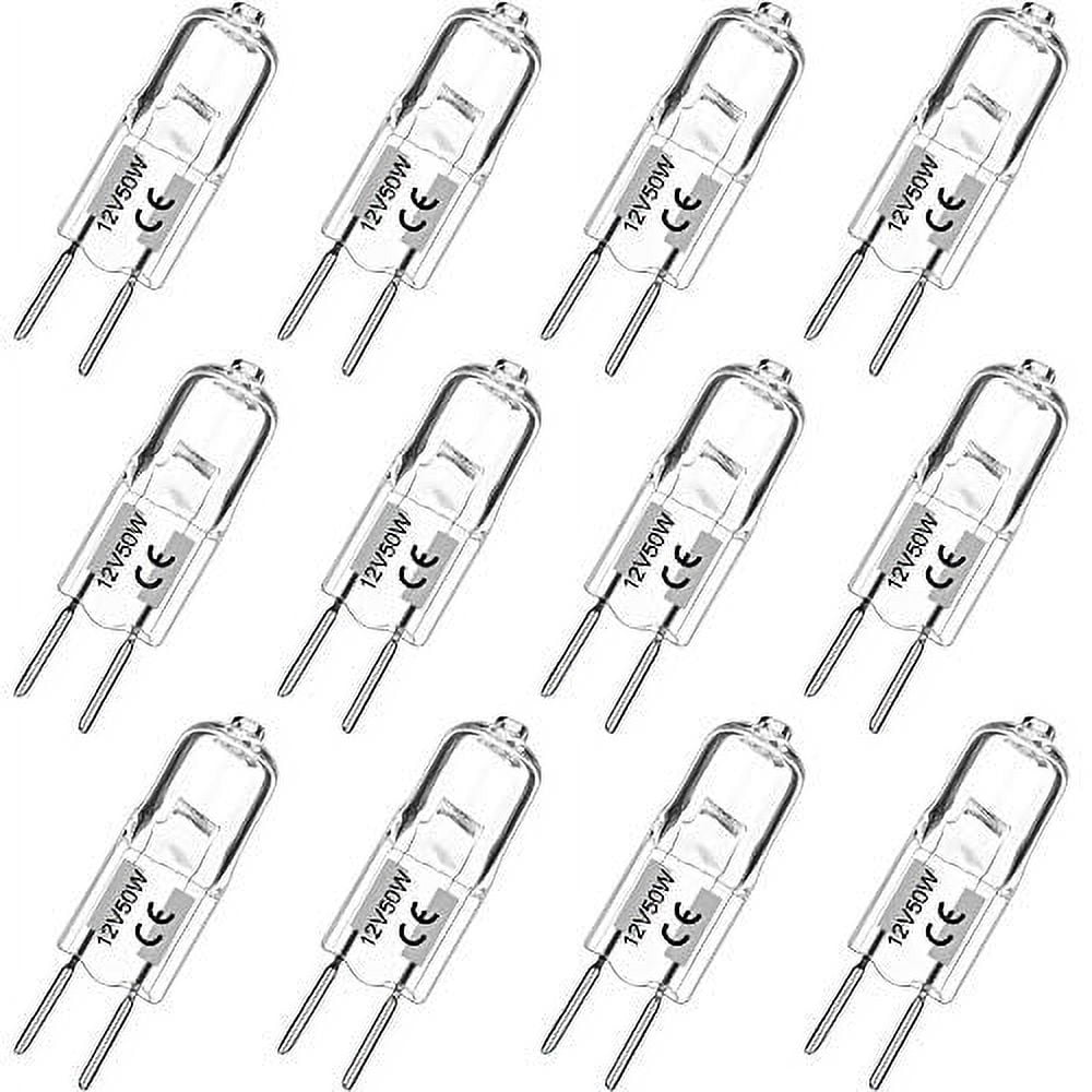 12 Pack GY6.35 Halogen Bulbs Bi-Pin 12 Volt 50 Watt, Replacement T4 ...