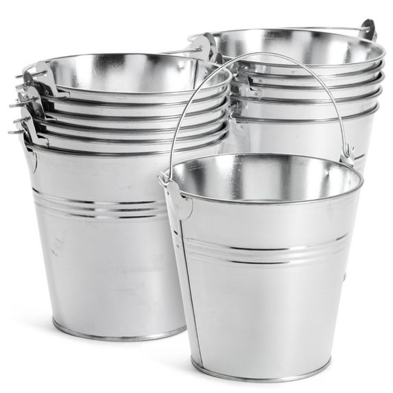 Juvale Galvanized Metal Buckets with Handles for Party Decorations ...