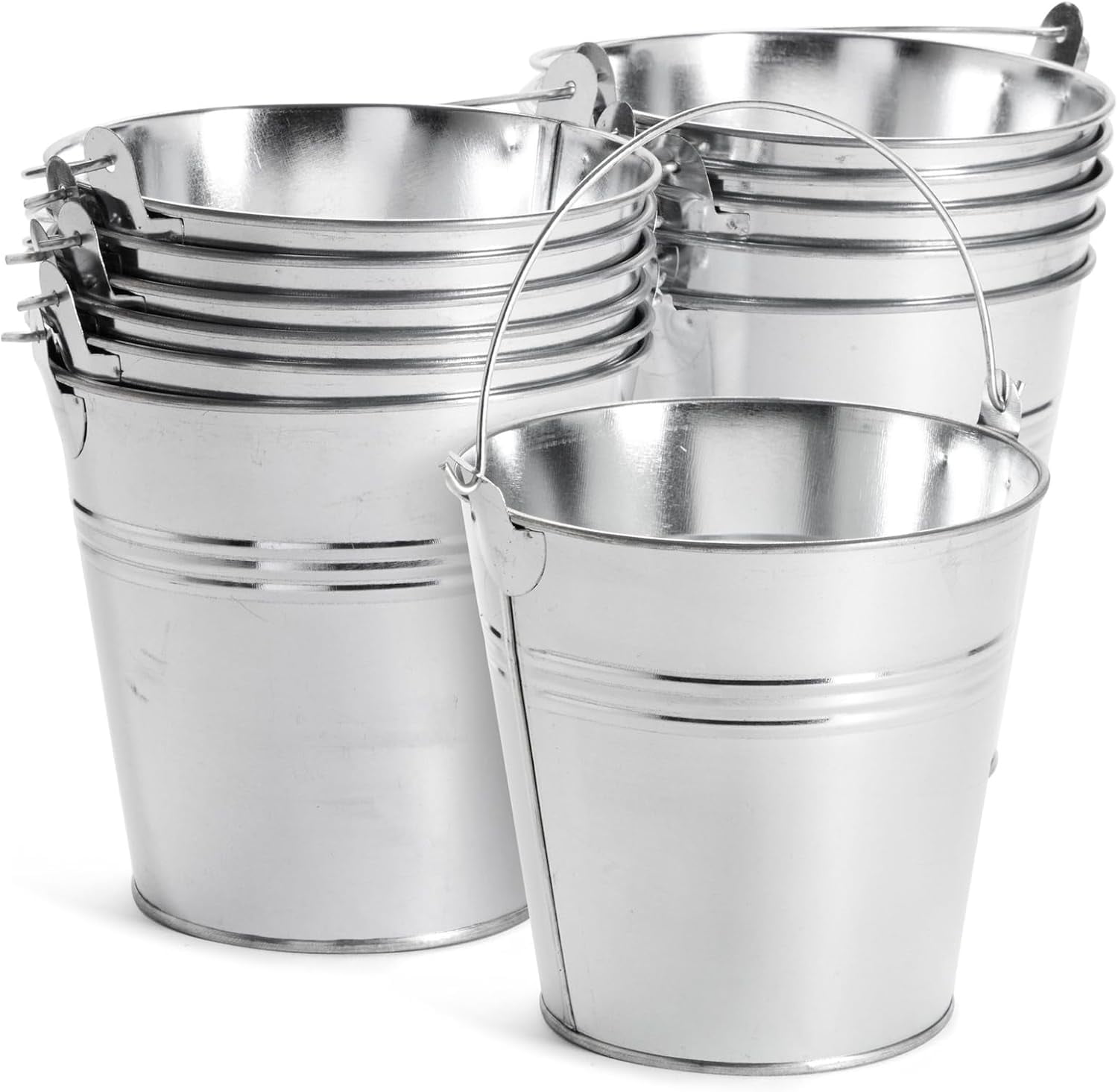 12 Pack Galvanized Metal Buckets with Handles for Party Decorations ...