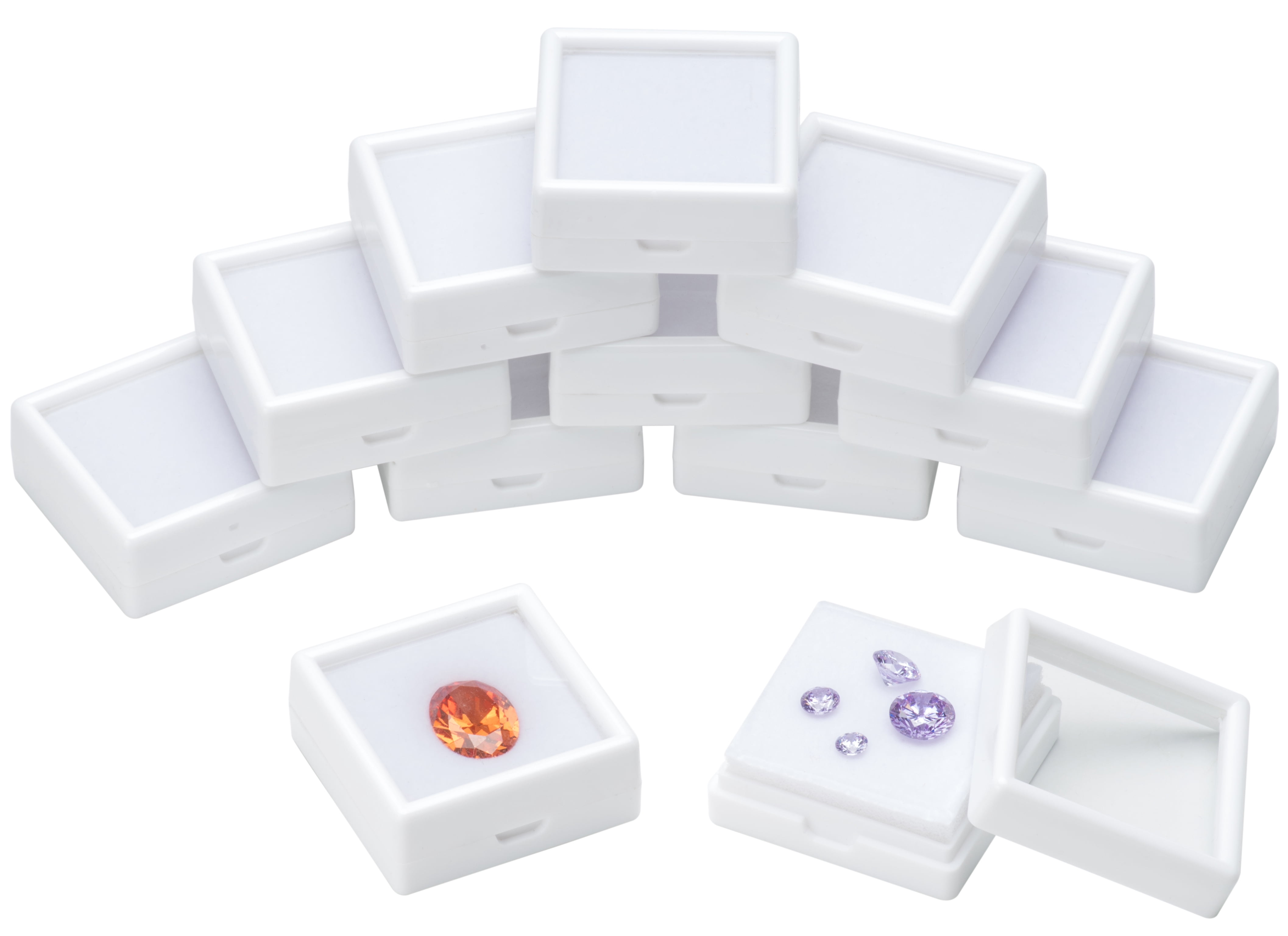 12 Pack Gemstone Display Box Jewelry Container with Clear Top Lid ...