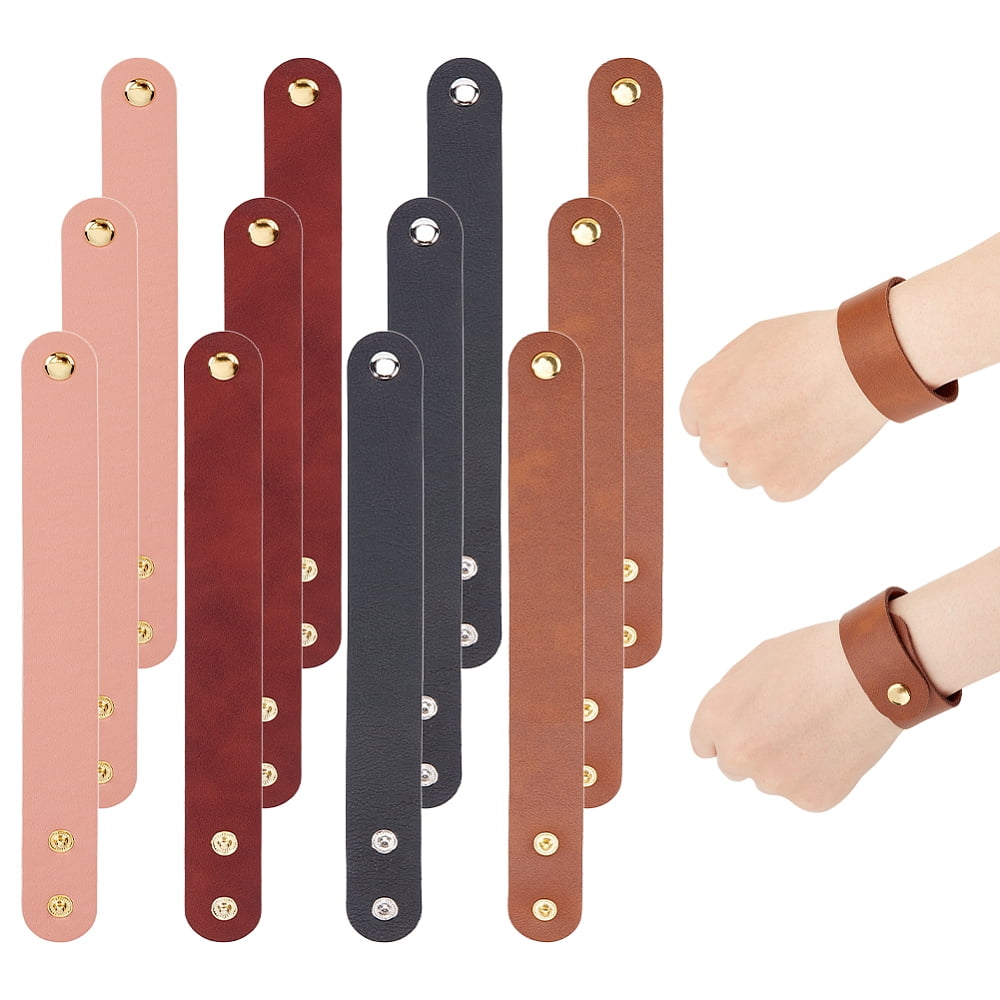 12 Pack Genuine Leather Bracelets 8.7 Inch Adjustable Leather Bracelets ...
