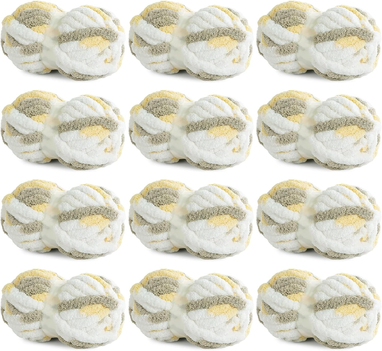 12 Pack Giant Chunky Yarn for Crocheting,Super Bulky Large Soft Fluffy ...