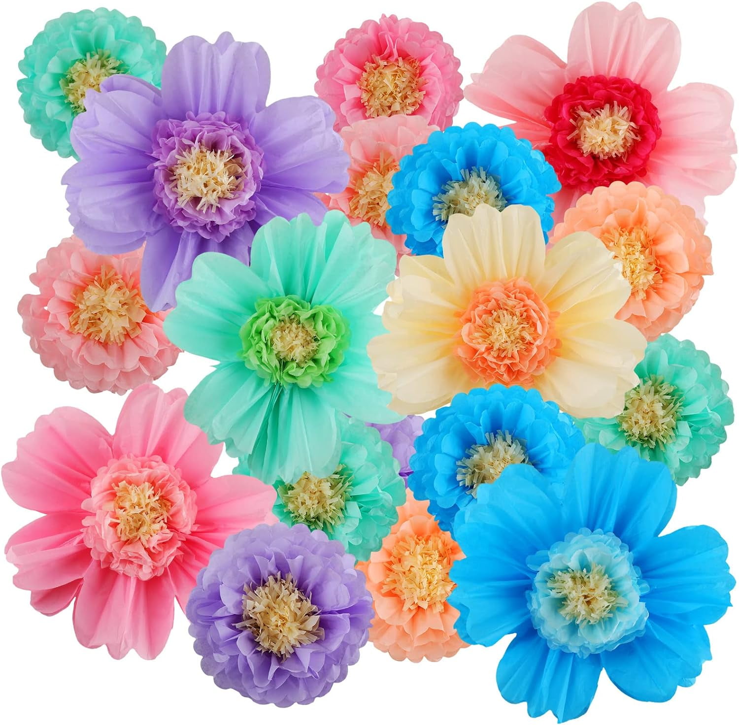 "12-Pack Giant Paper Flowers Decorations - Includes 10inch (6 Colors ...
