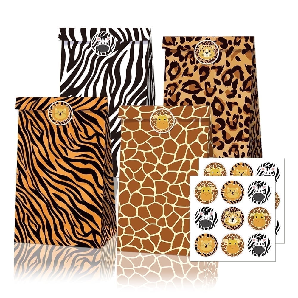 12 Pcs Animal Gift Bags Birthday Treat Boxes Party Bags Candy Goodies ...