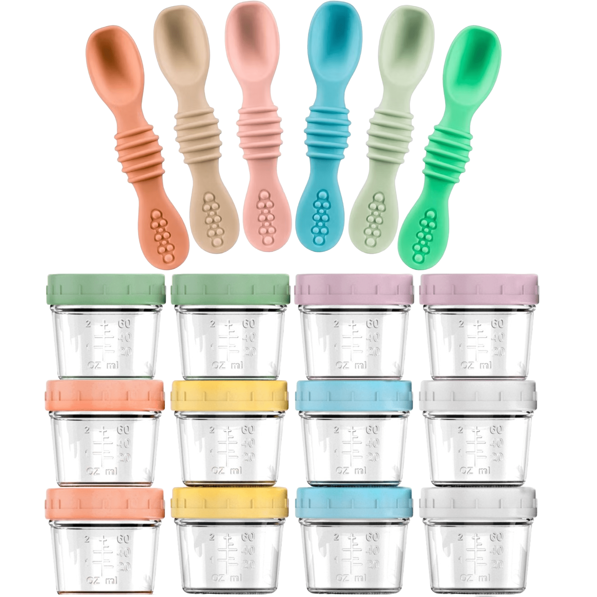 12-Pack Glass Baby Food Storage Jars with Lids, 6-Pack Silicone Baby ...