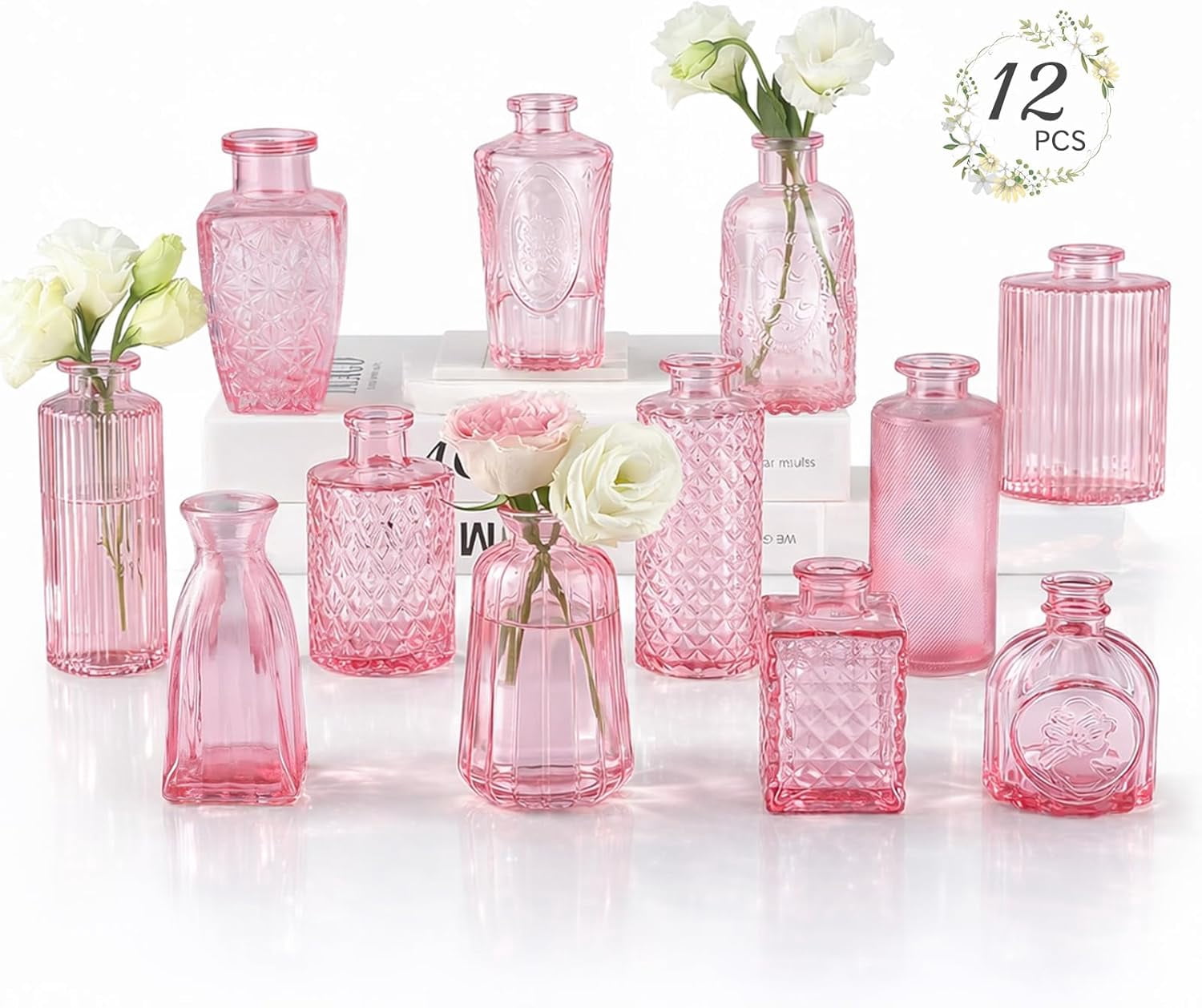12 Pack Glass Bud Vases Mini Flower Vase Small Vintage Vases for ...