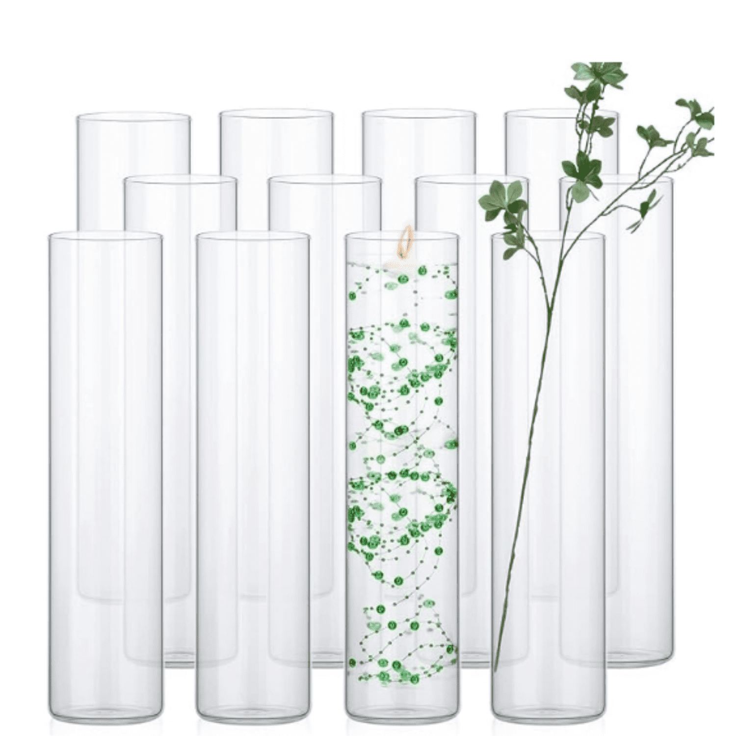 12 Pack Glass Cylinder Vases, Tall Clear Flower Vase for Centerpieces ...