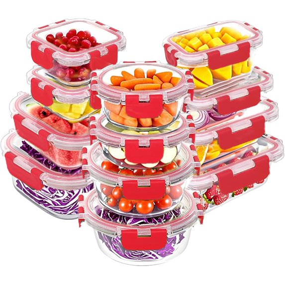 12-Pack Glass Food Storage Containers Set, Airtight Glass Lunch Boxes ...