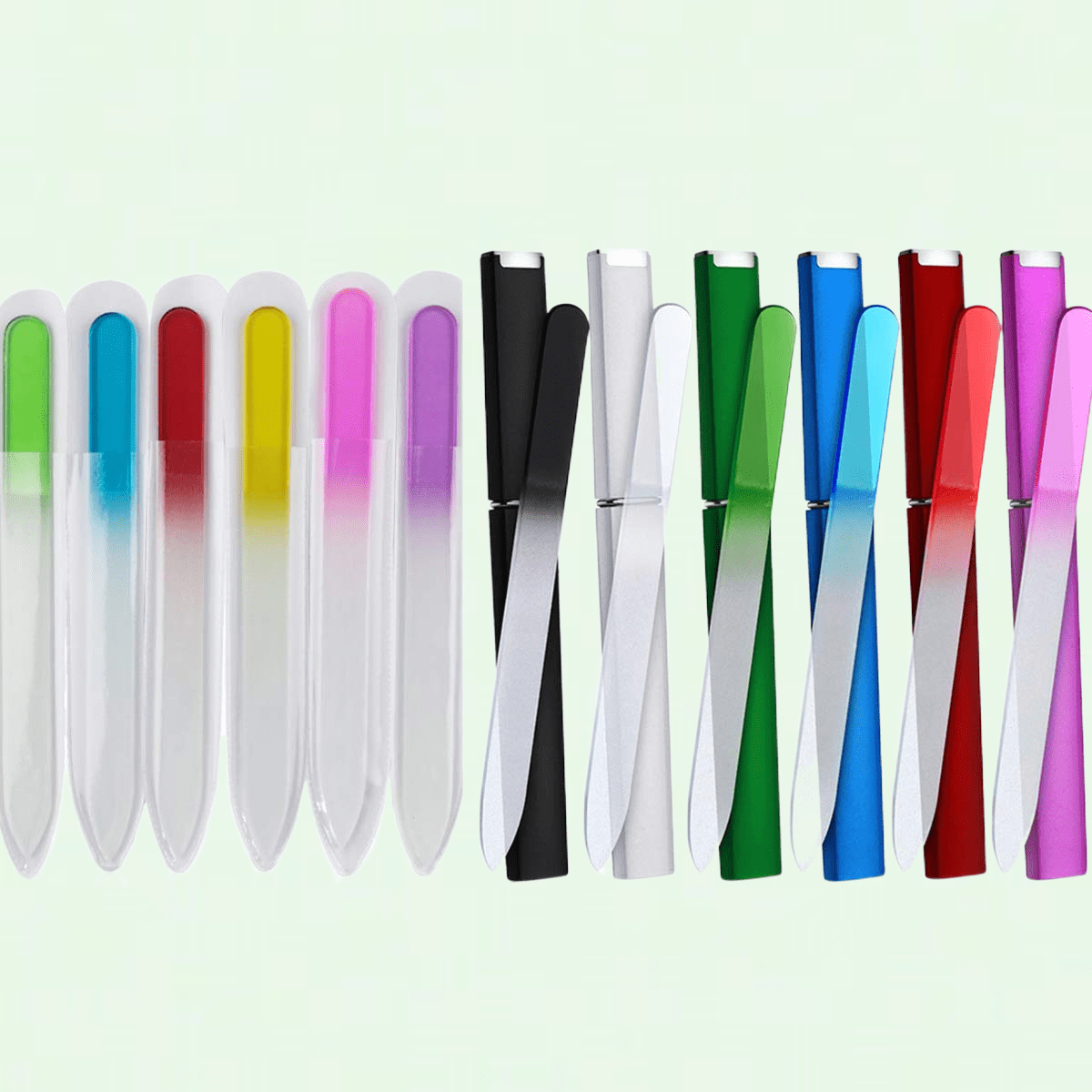 12-Pack Glass Nail File with Case, Crystal Glass File Double Sided ...