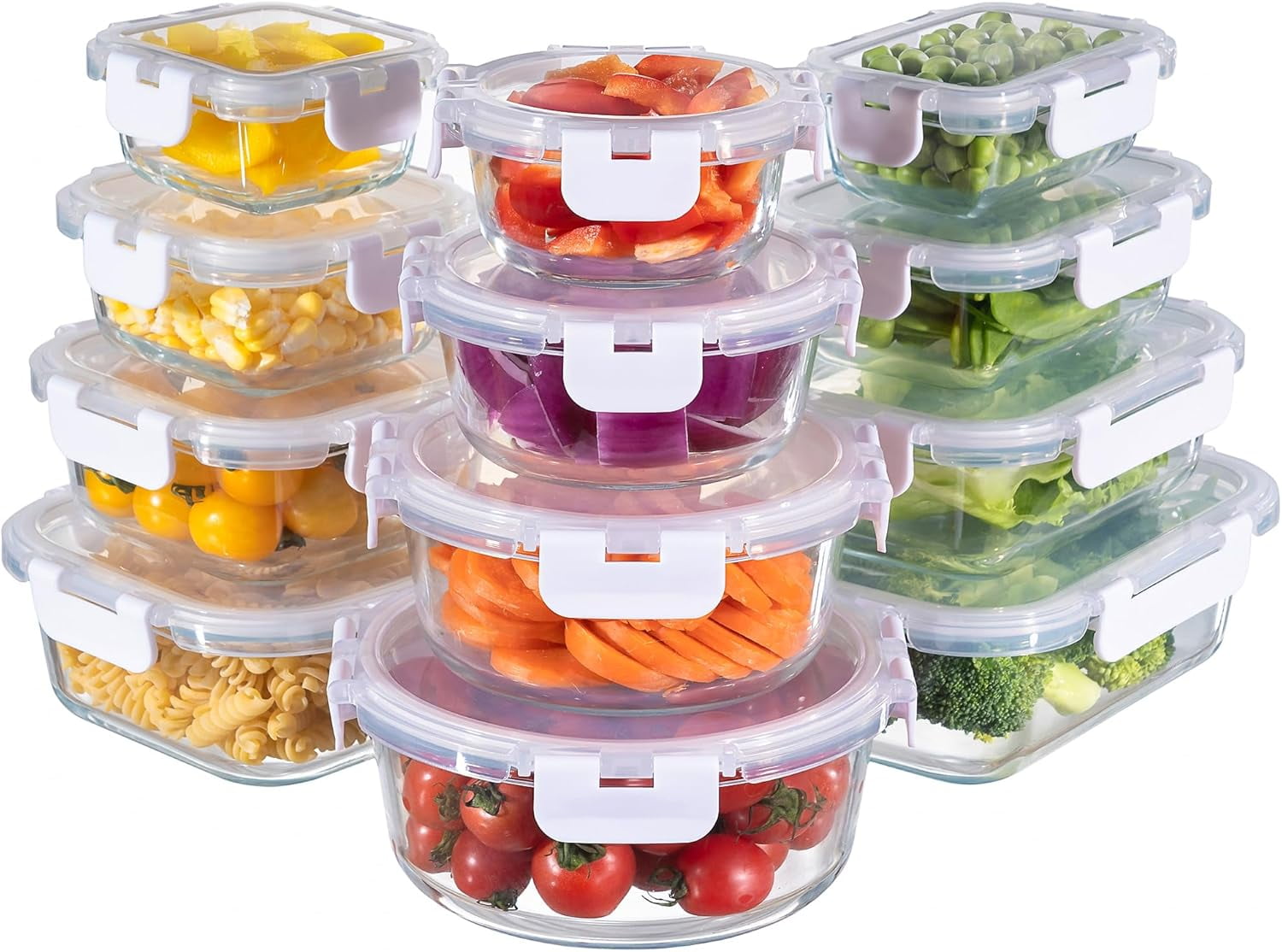 12-Pack Glass Storage Containers with Lids, Glass Meal Prep Containers ...