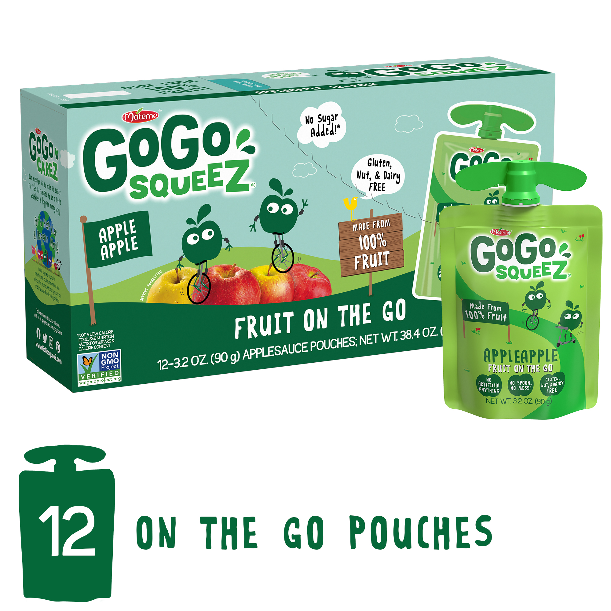 (12 Pack) GoGo Squeez Apple Apple and Gimme 5 Applesauce Pouch, 3.2 oz, 12 Pack - Walmart.com