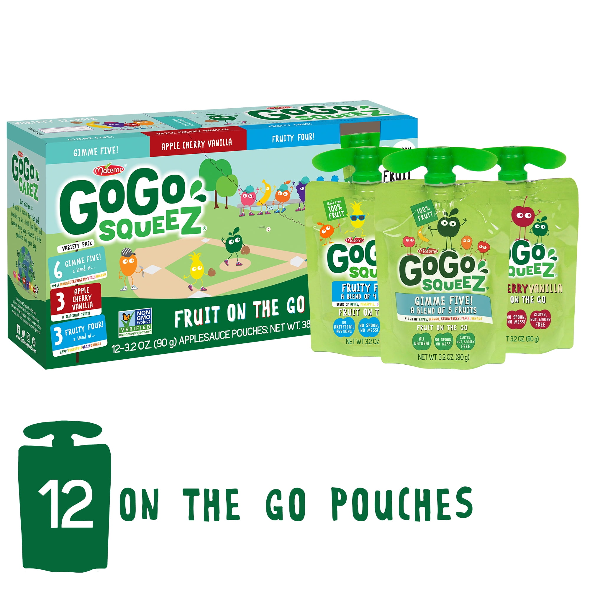 (12 Pack) GoGo Squeez Gimme 5, Cherry, Vanilla Snack Pouch, 3.2 oz, 12 ...