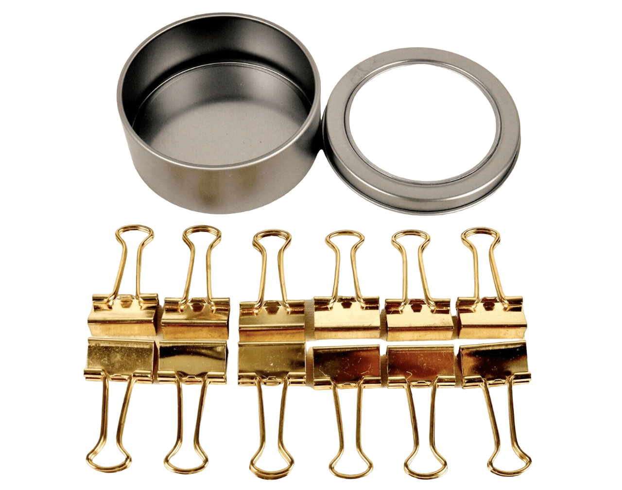 12 Pack Gold Binder Clips, 3/4", Round Magnetic See-Thru Slip-Cover Tin ...