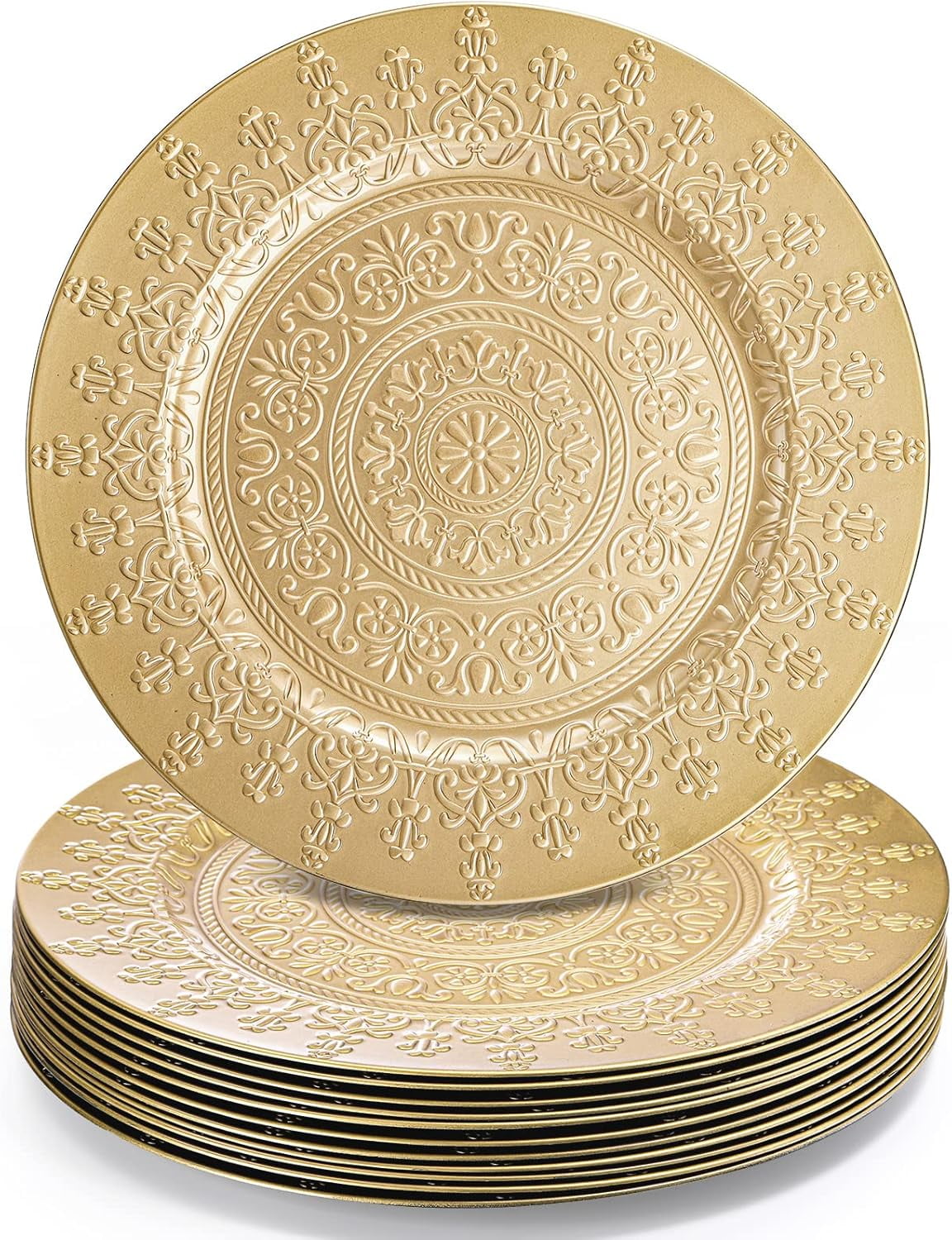 12 Pack Gold Charger Plates, 13 Inch Plastic Chargers for Dinner Plates ...
