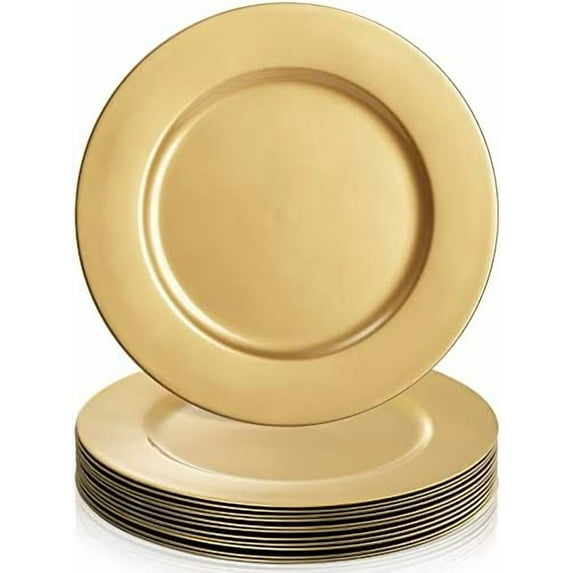 12 Pack Gold Charger Plates, 13 Inch Plastic Round Dinner Charger ...