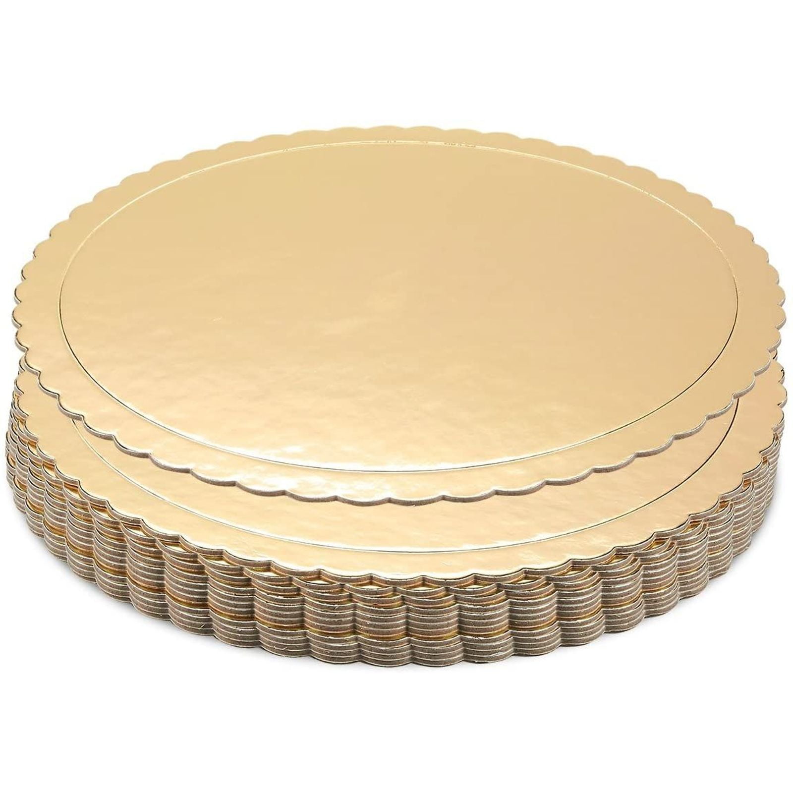 12 Pack Gold Foil Round Cake Boards, 10 Inch Scalloped Cardboard ...