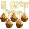 12 Pack Gold Glitter 40th Birthday Cupcake Toppers, Party Picks ...