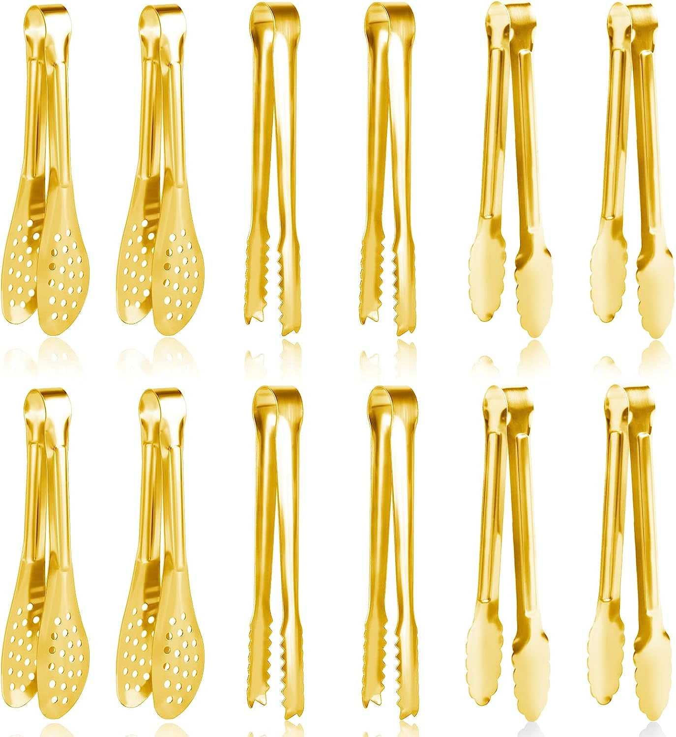 12 pack gold premium small serving tongs, **mini stainless steel ...