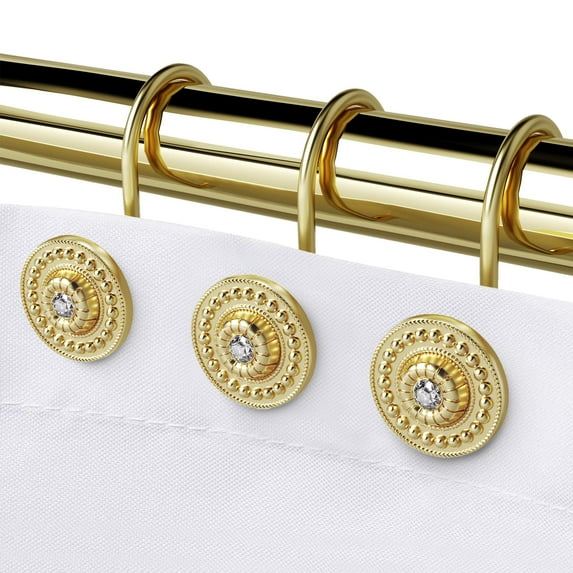 12 Pack Gold Shower Hooks with Rings, Rust Resistant Metal Curtain ...