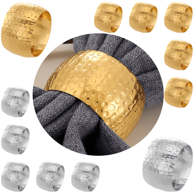 12 Pack Gold/Silver Napkin Rings,Basic Everyday Napkin Rings for Place ...