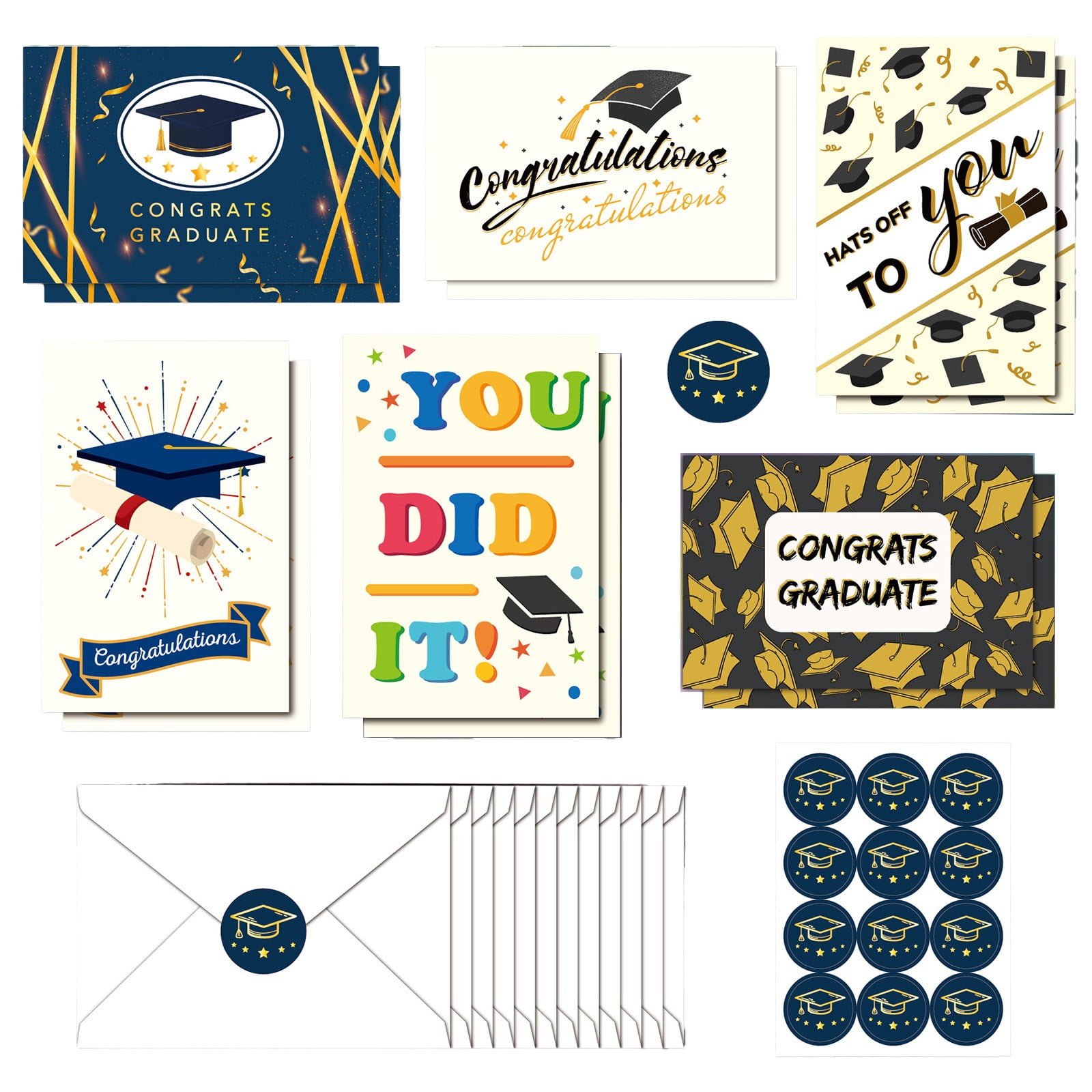 12 Pack Graduation Cards, With Envelope And Sticker Blessing Message ...