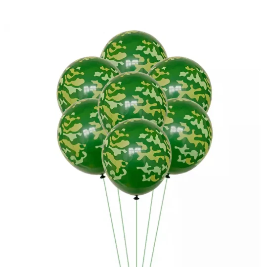 12 Pack Green Camoflauge Camo Military Party Balloons Mens Birthday ...