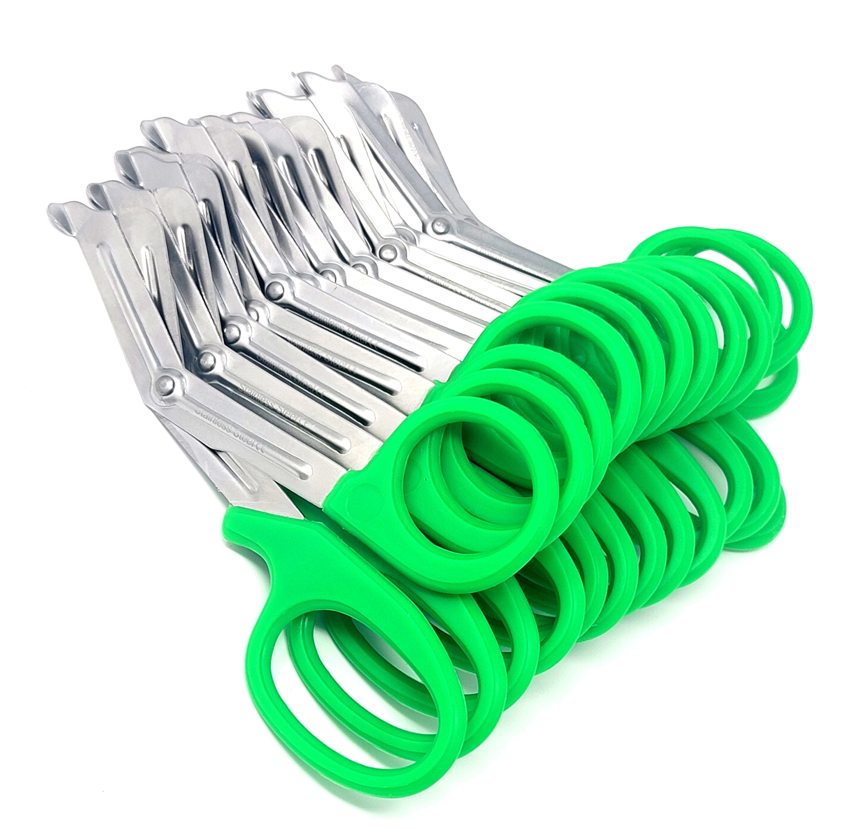12/Pack Green Handle Trauma Shears 7.25" Stainless Steel Scissors for ...