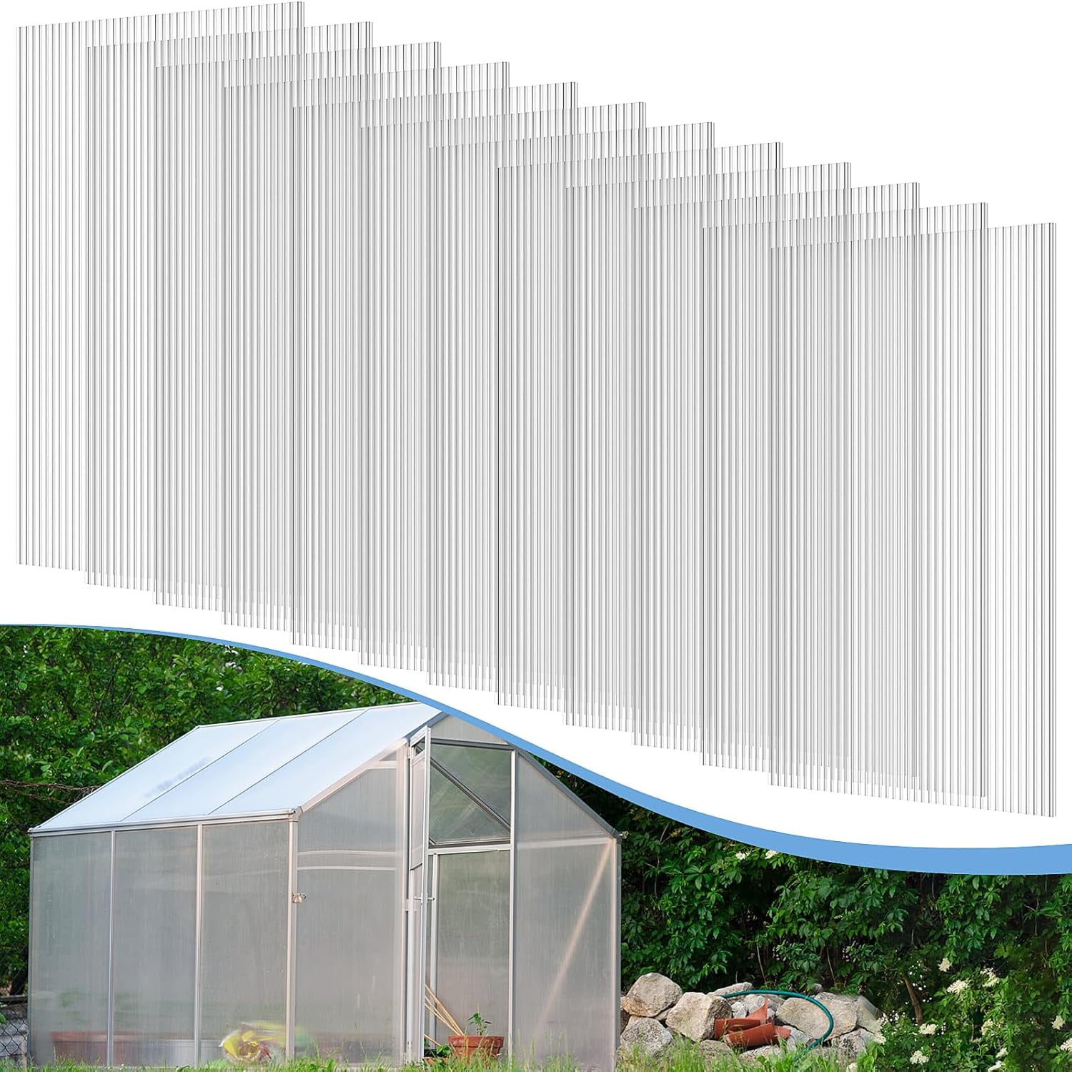 12 Pack Greenhouse Panels Polycarbonate Sheets 4' x 2' x 0.16'' Twin-Wall Roof Panels Waterproof ...