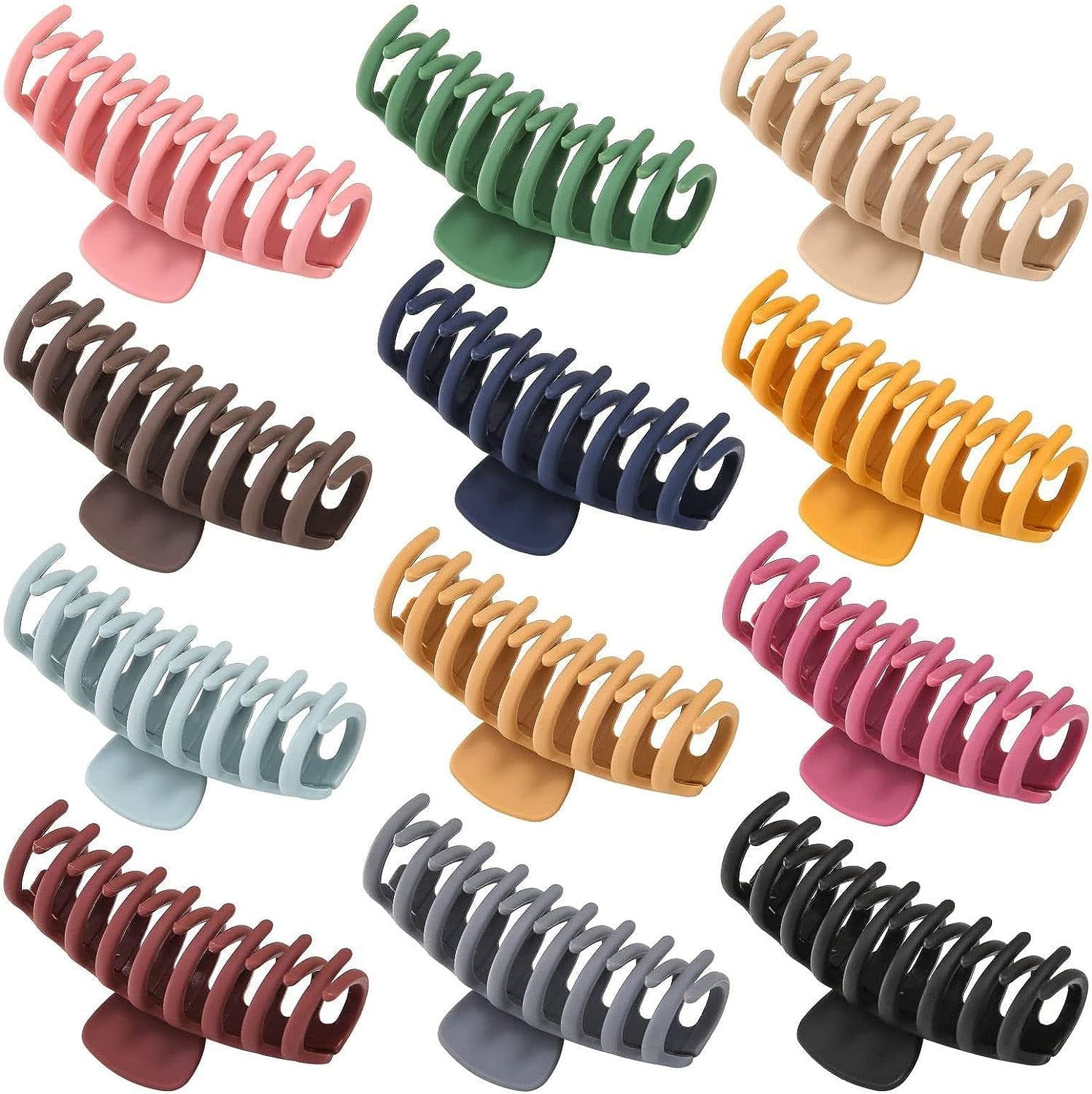 12 Pack Hair Clips for Women Thick Hair,Matte Claw Clips 4" Large Hair ...