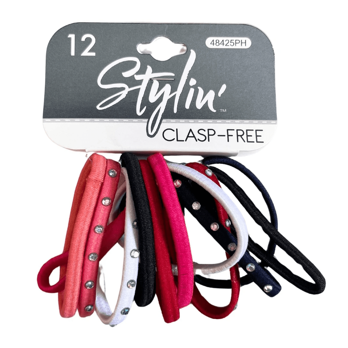12 Pack Hair Elastics Set, Assorted Colors with Sparkling Rhinestone ...