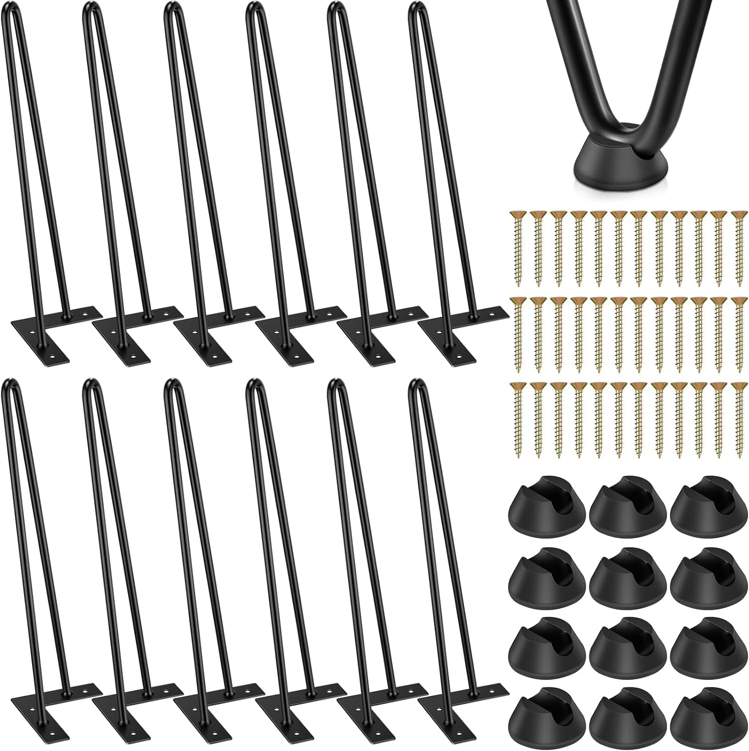 12 Pack Hairpin Legs 16 Inch Metal Table Legs Heavy Duty Desk Furniture ...