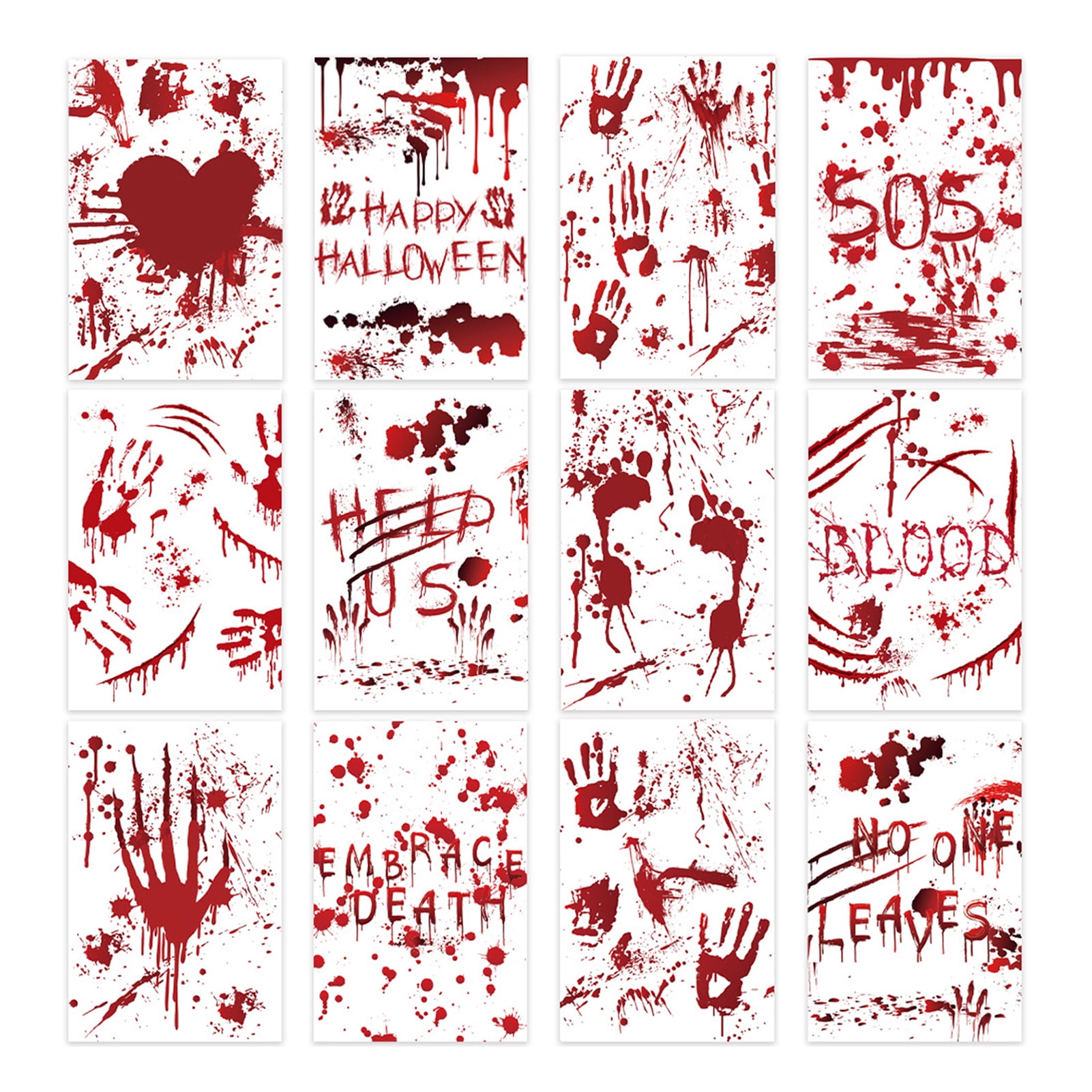 12 Pack Halloween Postcards Scary Blood Handprint Sticky Notes Horror ...
