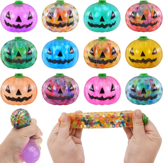 12 Pack Halloween Pumpkins Stress Balls Fidget Toys Squishy Squeeze ...