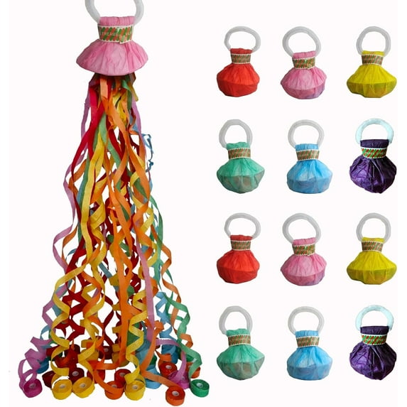 12-Pack Hand Throw Streamer Poppers – 6 Color Mix, No Mess Confetti ...