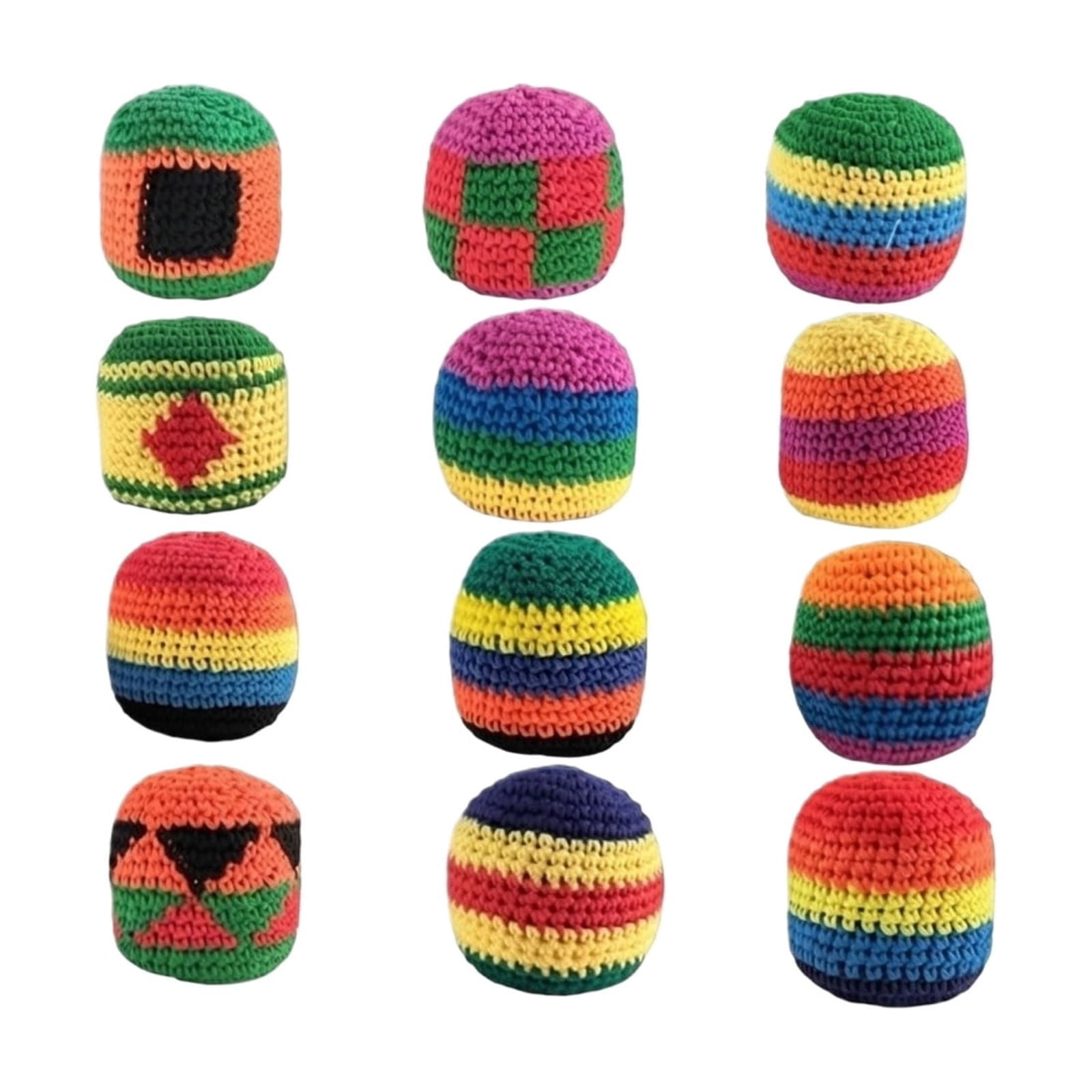 12 Pack HandMade Knitted Hacky Footbag, Handcrafted Footbag Woven ...