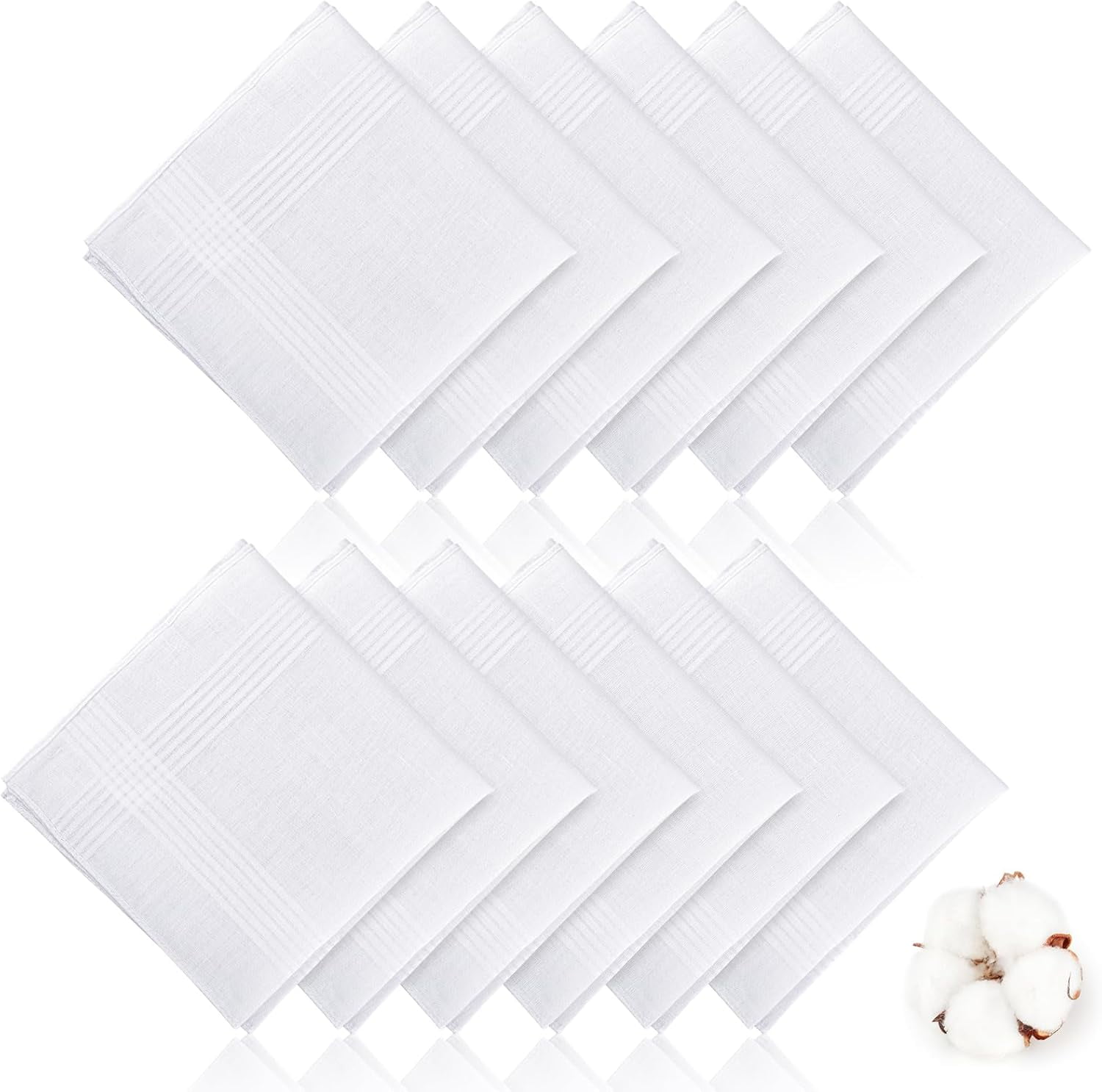 12 Pack Handkerchiefs for Men, 100% Soft Cotton White Hankies, Classic ...