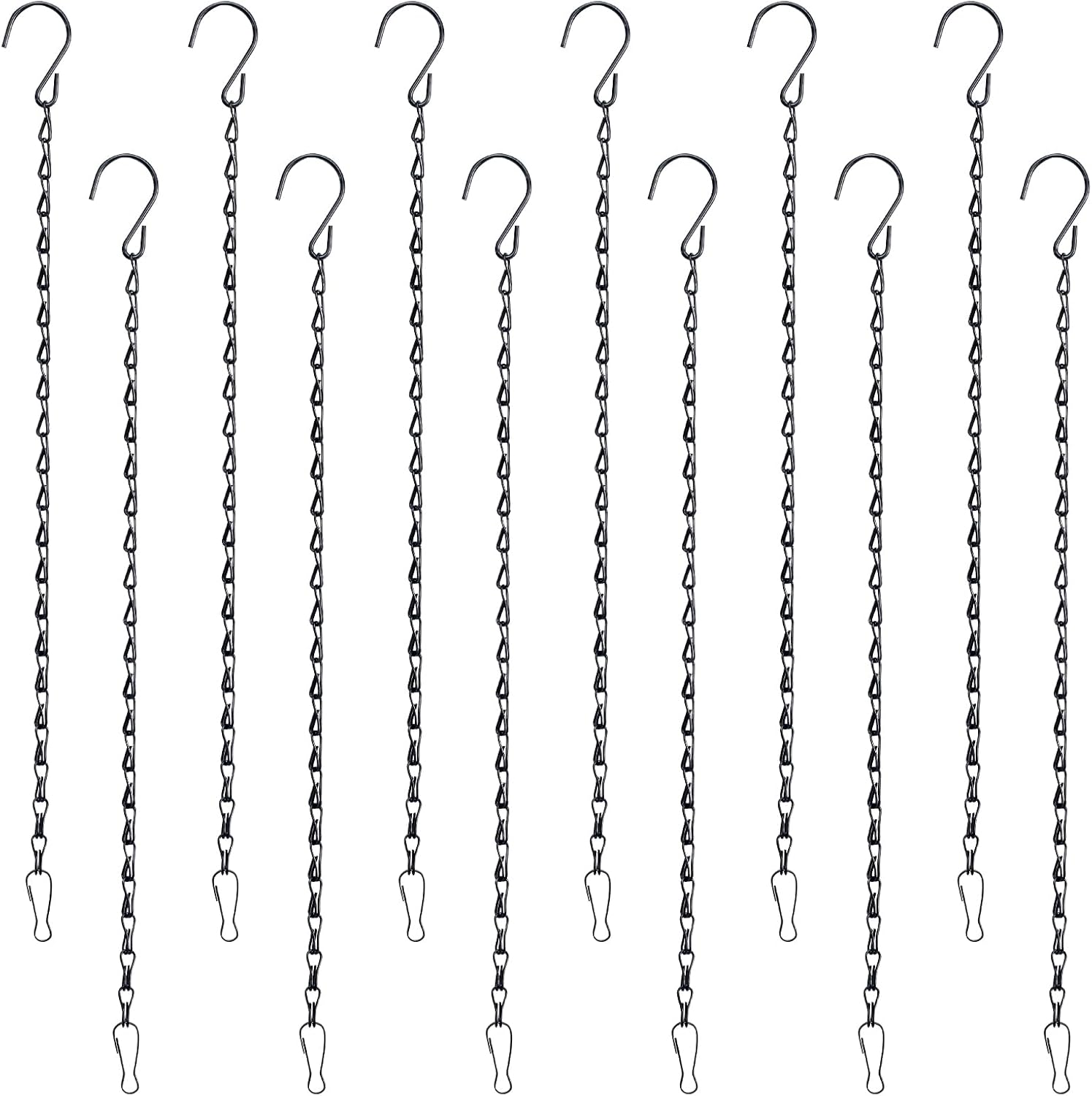 12 Pack Hanging Chains with Hooks, Black Sign Hanger for Hanging Bird ...