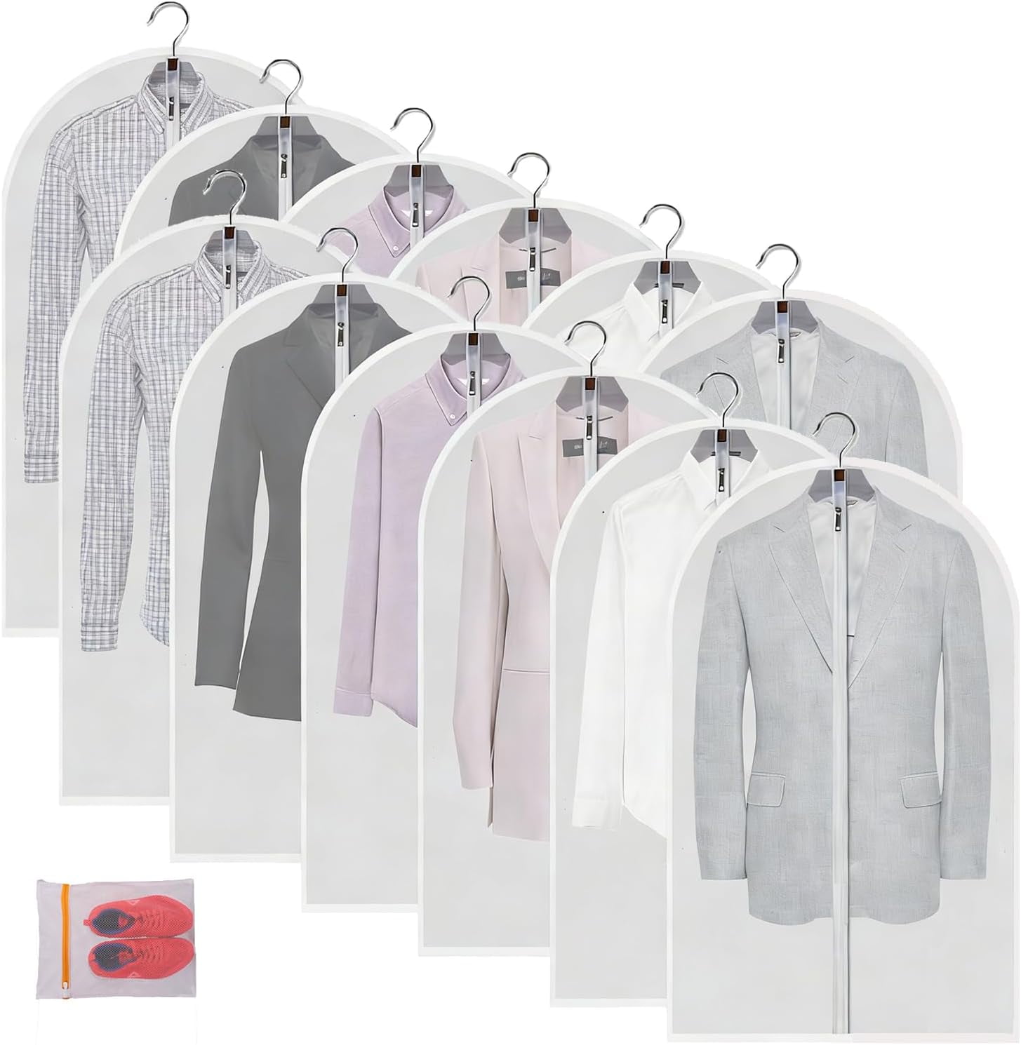 12 Pack for Hanging Clothes (24x40") - Dustproof Suit Bags for Closet ...