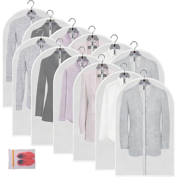 12 Pack for Hanging Clothes (24x40") - Dustproof Suit Bags for Closet ...
