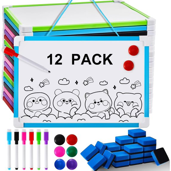12 Pack Hanging Magnetic Dry Erase Board 8'' x 12'' Small Double Sided ...