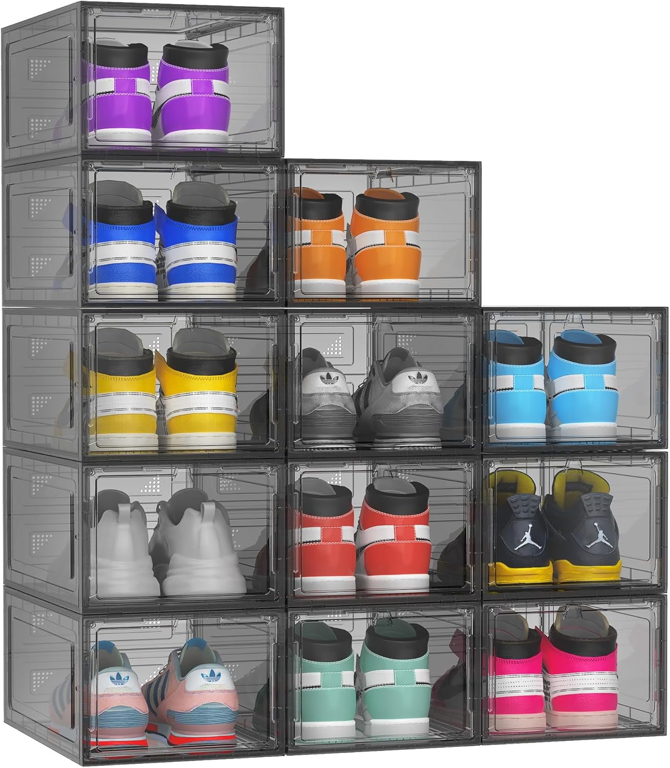 12 Pack Hard Sturdy Thickened Rigid XX Large Shoe Storage Organizer for ...