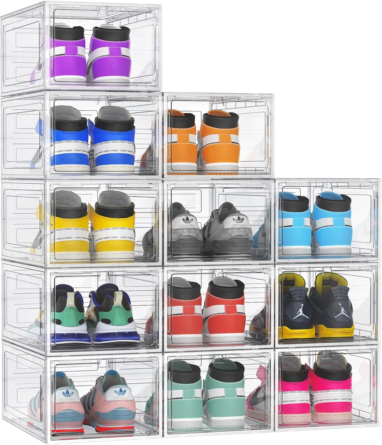 12 Pack Hard Sturdy Thickened Rigid XX Large Shoe Storage Organizer for ...