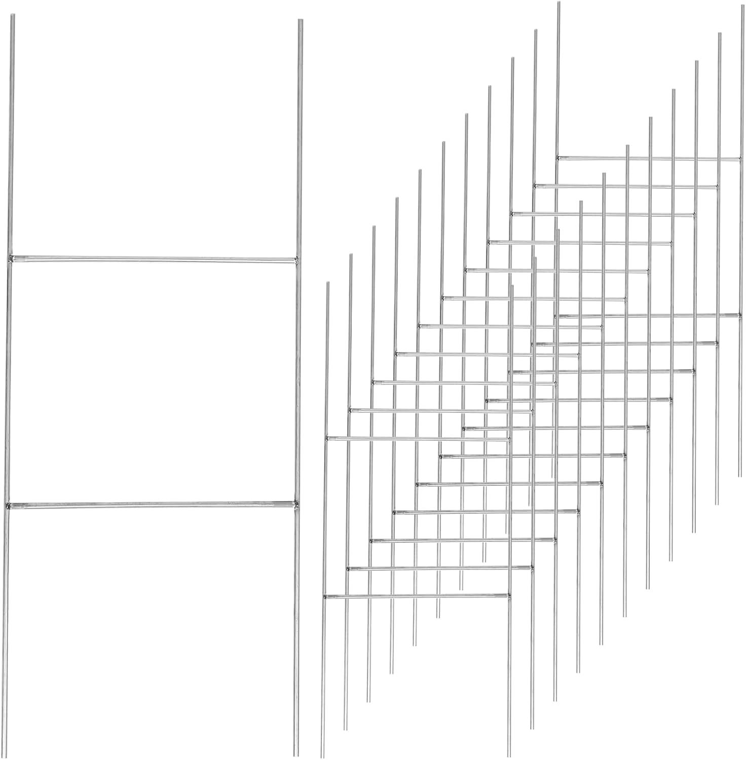 12 Pack Heavy Duty Metal H Frame Wire H Stakes, 17.5'' x 7'' Yard Sign ...