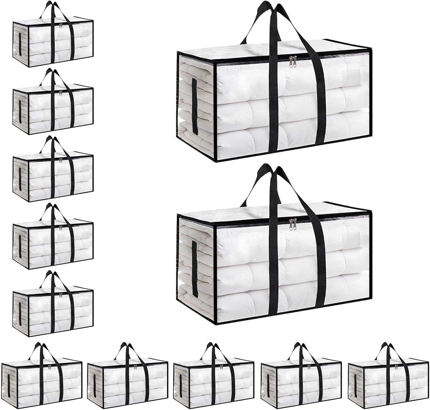 12 Pack- Heavy Duty Moving Bags - Storage Totes with Handles & Zippers ...