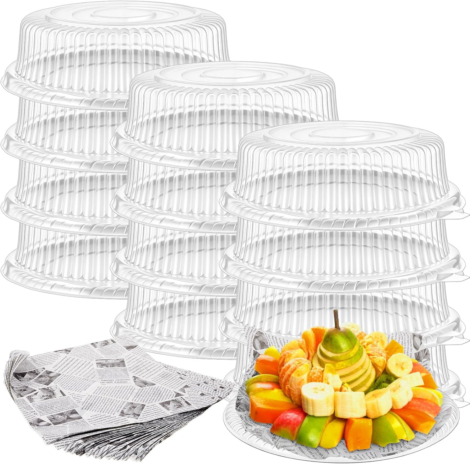12 Pack Heavy Duty Repeatedly Plastic Serving Tray with Lid and 24 Pcs ...